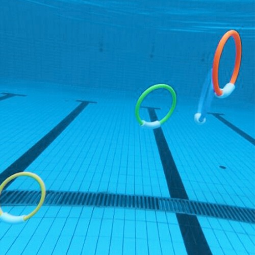 4 UNDERWATER DIVE RINGS SWIMMING DIVING SINKING POOL TOY GAMES FUN ...
