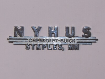 Vintage Nyhus Chevrolet Staples Minnesota Metal Dealer Badge Emblem Tag ...