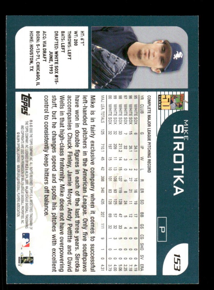 2001 Topps Mike Sirotka #153 | eBay