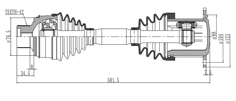Porsche Cayenne 9YA E3 Front Driveshaft Axle CV Left/Right 95840727100 ...