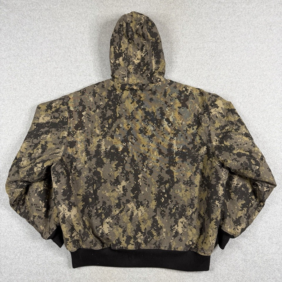 Big Smith Hooded Jacket Digital Camo Workwear Canvas Fleece Lined Coat ...