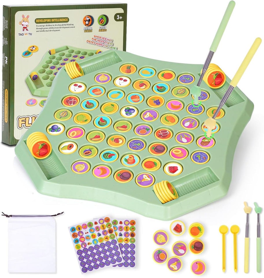 54PCS Fruit Flip Chess Memory Chess Game, Animal Flip Matching Chess ...