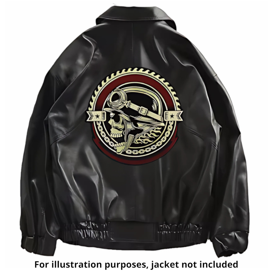 Large Gear Skull Motorcycle Jacket Patch Fine Embroidered Vest Back ...