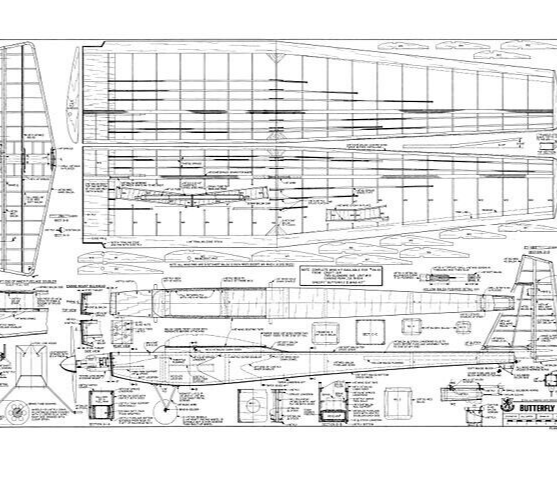 Butterfly II Trainer 100" Wingspan RC Model Airplane Printed Plans ...