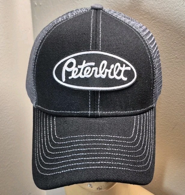 PETERBILT HAT Black & Gray Mesh Structured Baseball Cap Adjustable ...