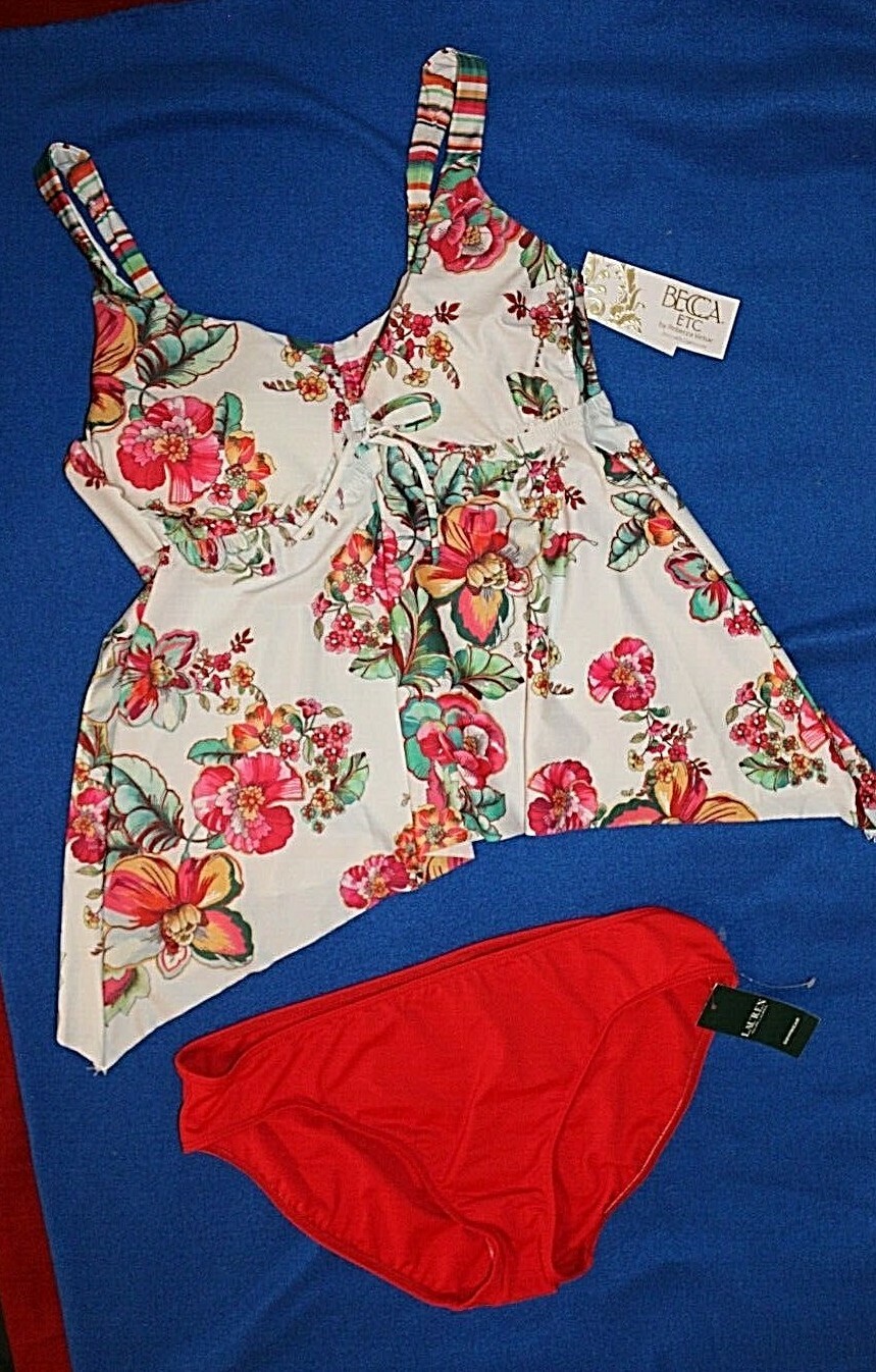Becca Tankini Top size 14/16 with Ralph Lauren Red Bottoms size 14 | eBay