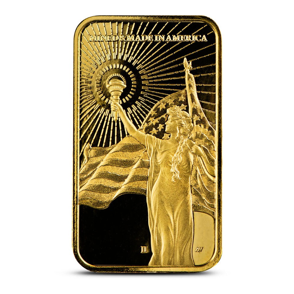 1 oz American Reserve Columbia Goddess Gold Bar (New) | eBay