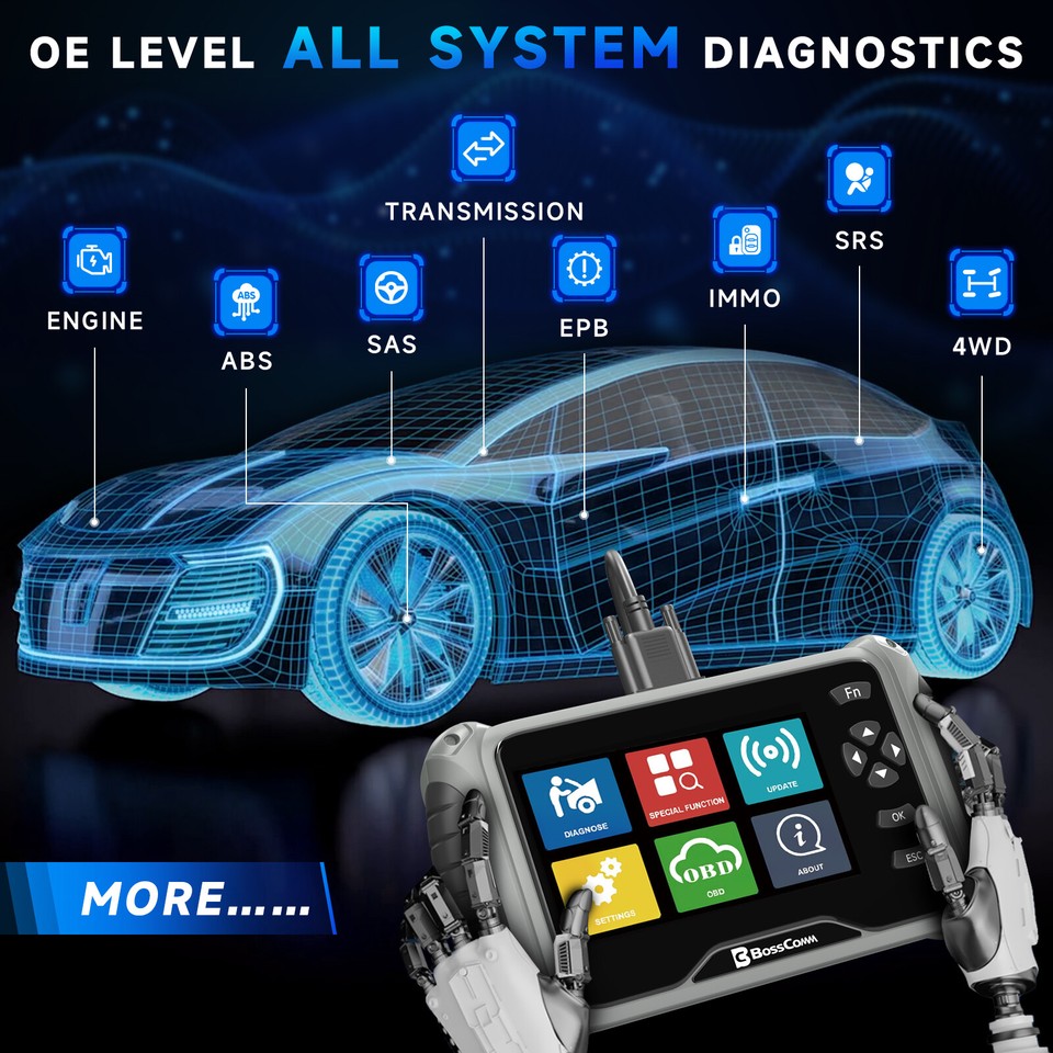 BOSSCOMM 2025 IF745 Car OBD2 Scanner Car Diagnostic Tool ABS SRS TPS ...