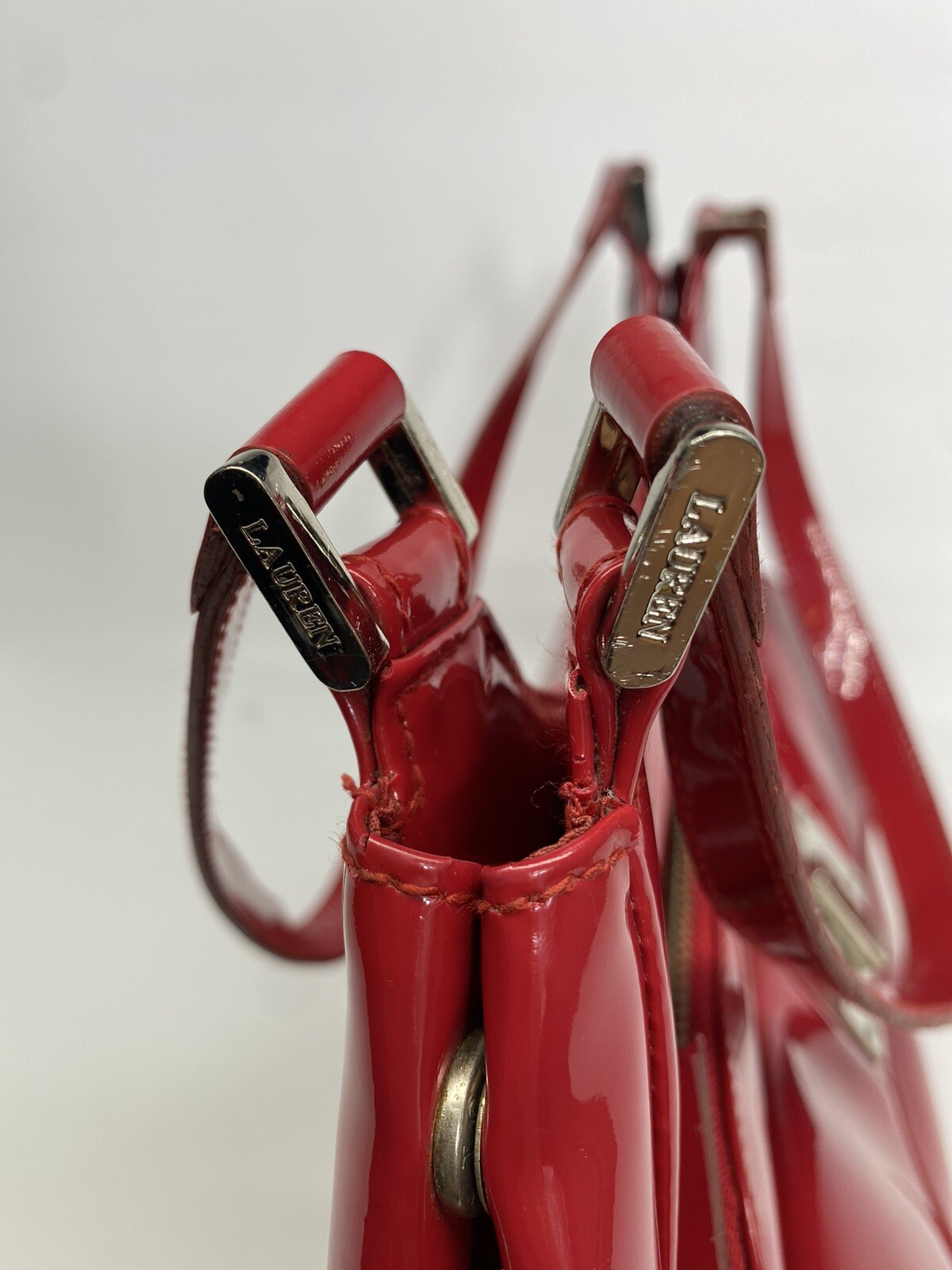 Lauren Ralph Lauren Leather Shoulder Purse Red Medium - Gem