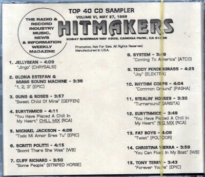 Hitmakers Top 40 CD Sampler Volume VI -- May 27, 1988 | eBay