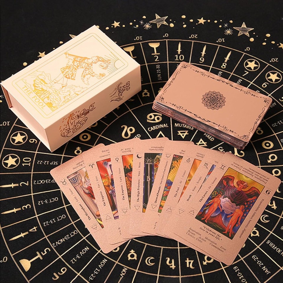 Tarot Cards for Beginners Rose Gold Foil Tarot Deck with Meanings ...