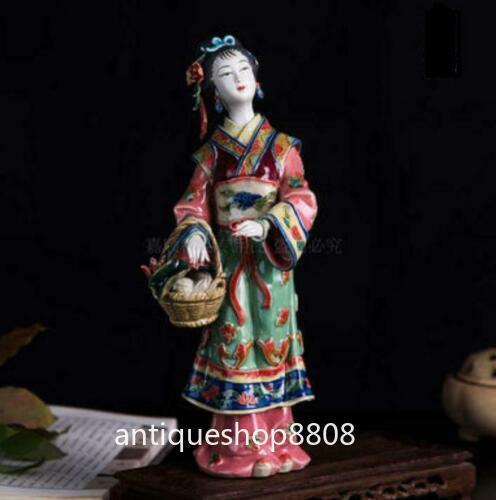 11" Chinese Wucai Porcelain Pottery Beautiful Woman Xi Shi Belle ...