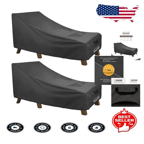 Durable UV Resistant Lounge Chair Covers - Waterproof, Elastic, Black ...