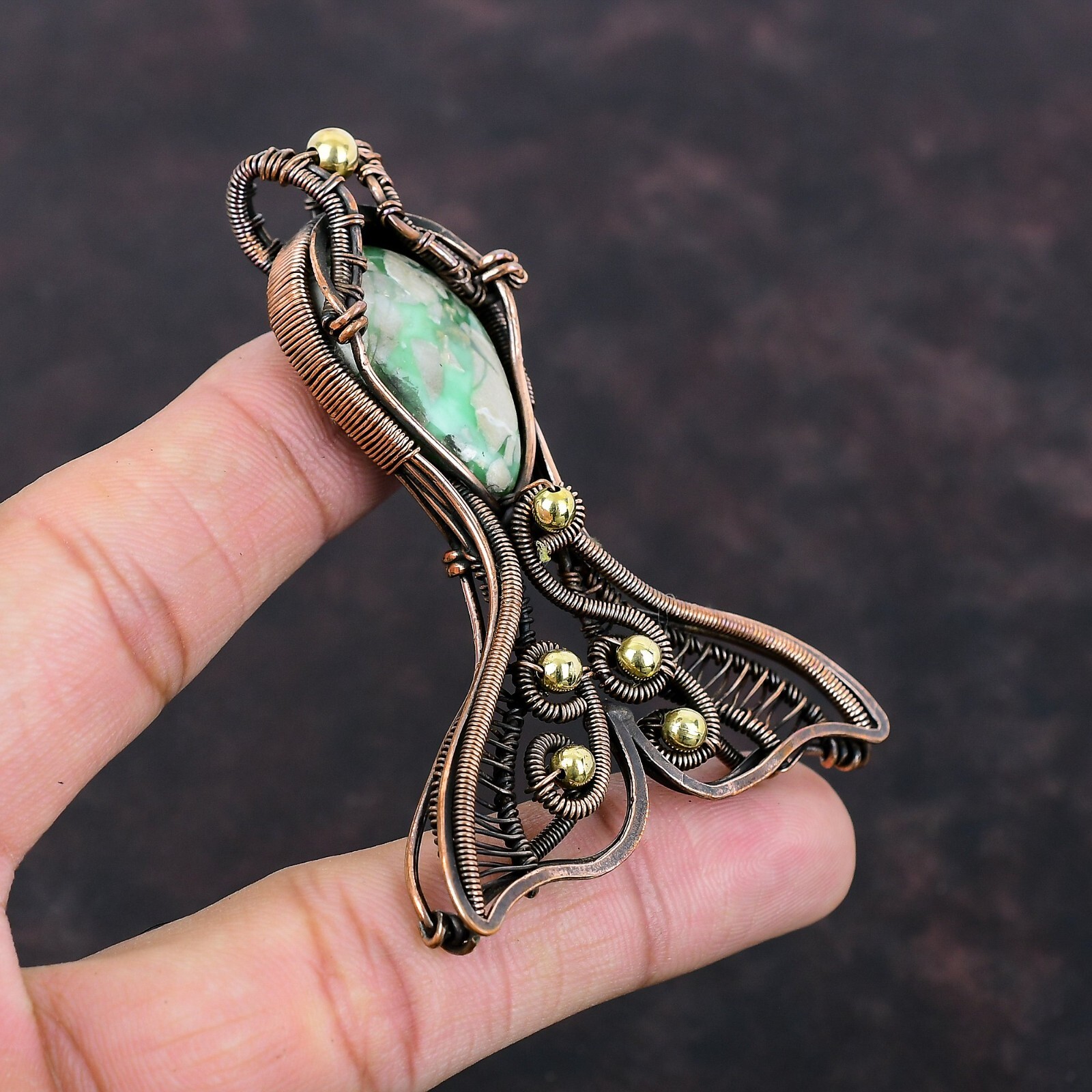 Variscite Copper Gift For Bestie Wire Wrapped Fish Pendant 2.95" | eBay
