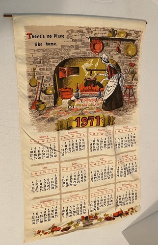 Vintage 1971 Kitchen Linen Calendar Towel Wall Hanging Country Kitchen ...