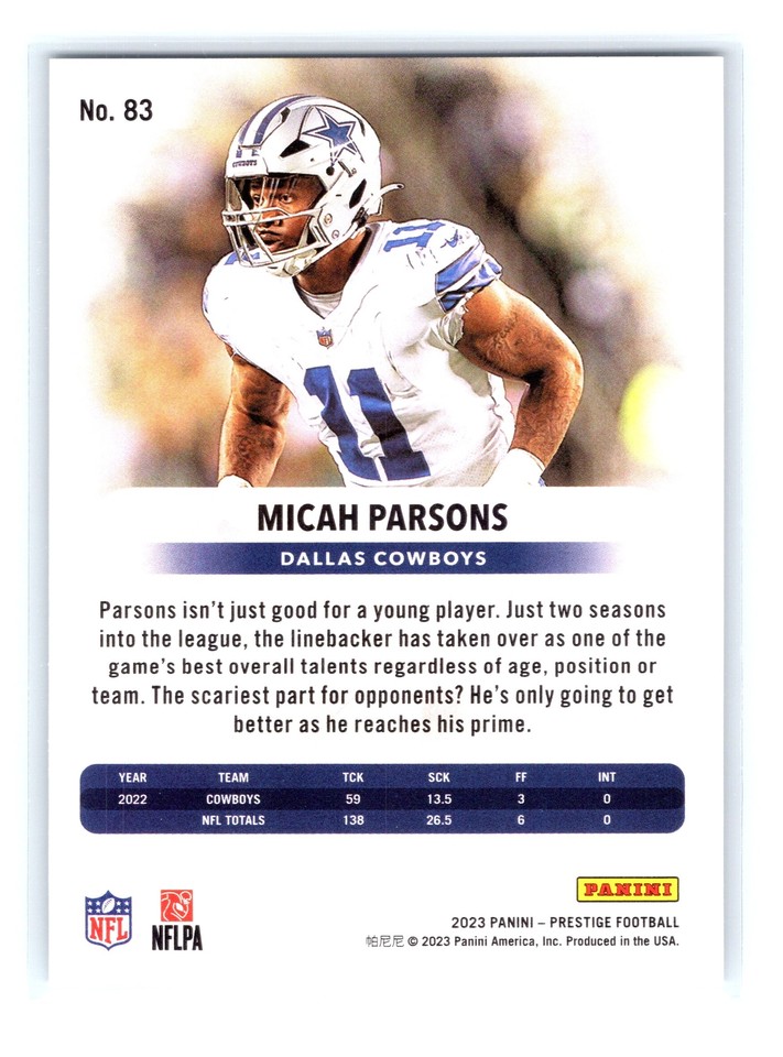 2023 Panini Prestige Football #83 Micah Parsons Dallas Cowboys | eBay