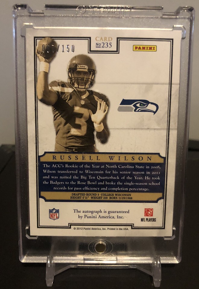 2012 Panini Prominence Russell Wilson Rookie Auto Signature #37/150 ...