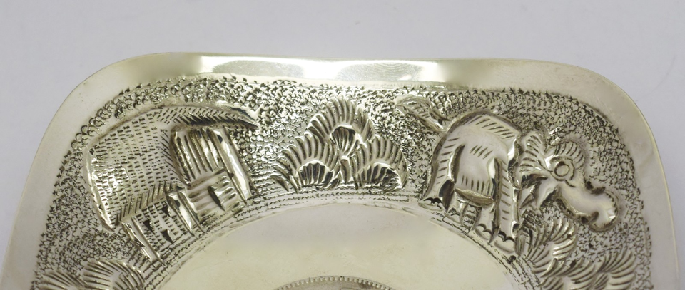 Sterling Silver Indian One Rupee Coin Dish 1907 47g Edwardian Highly ...