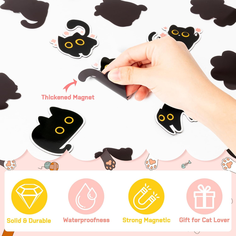 24Pcs Cute Black Cat Fridge Magnets, for Cat Lover, Funny Refrigerator ...