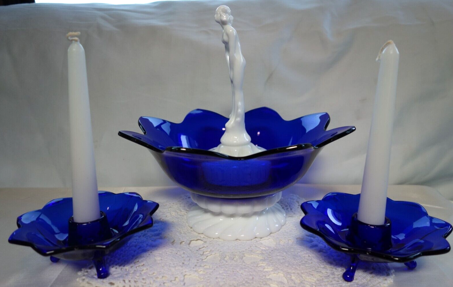 FENTON GLASS"1930s"COBALT BLUE"6pc"NYMPH"SET~MINT~VINTAGE~ | eBay