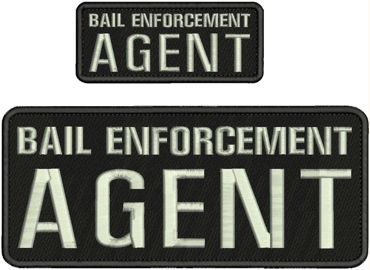 BAIL ENFORCEMENT AGENT EMBROIDERY PATCH 4X10 AND 2X5 HOOK ON BACK BLK ...
