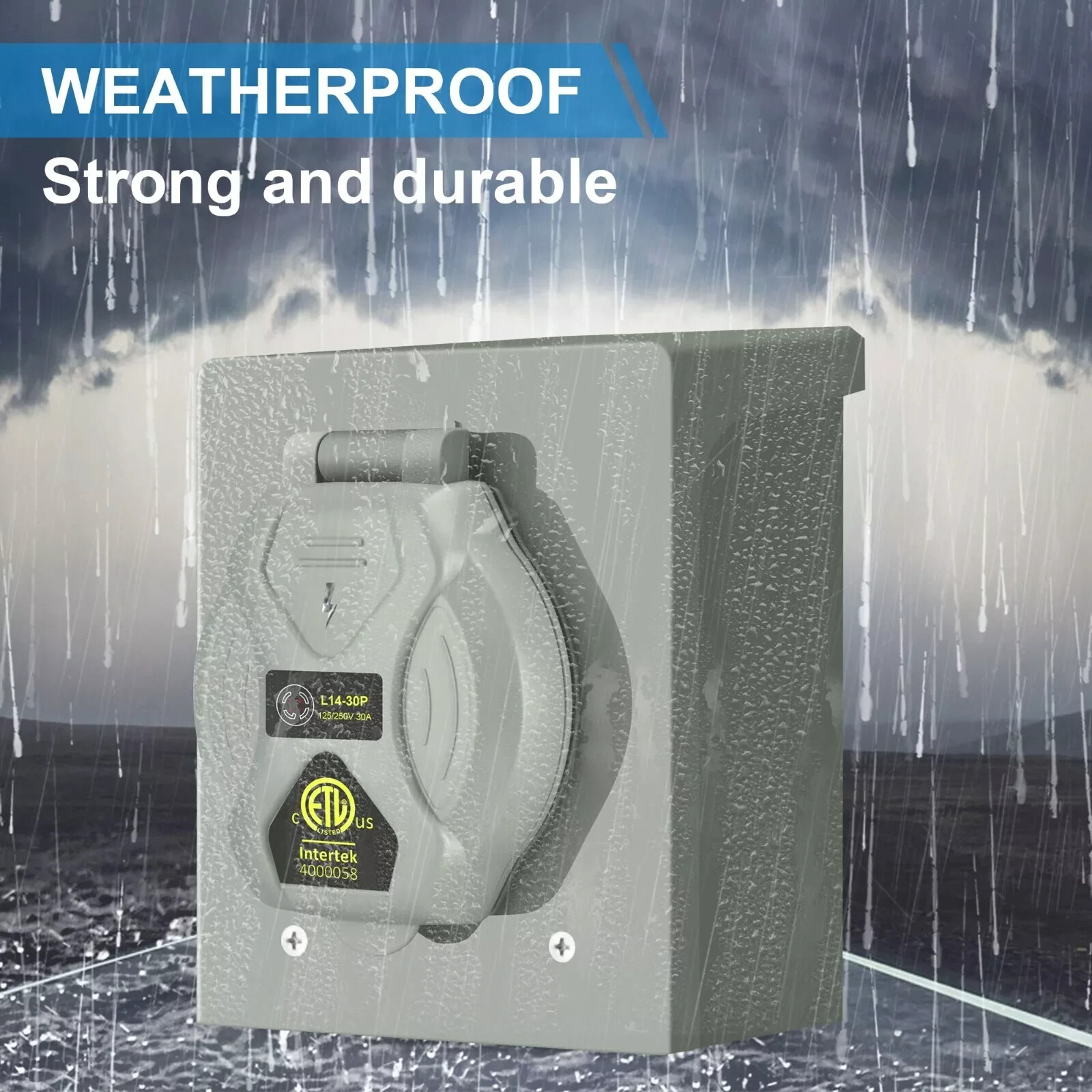 30A Generator Power Inlet Box NEMA 3R Generator Outlet Box L14-30P, 3 ...