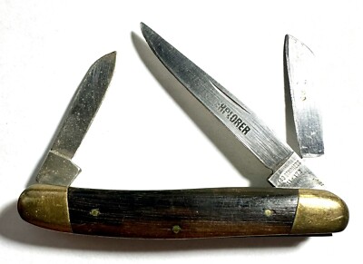 Vintage Edge Mark Explorer Japan 3 Blade Folding Pocket Knife Wood ...