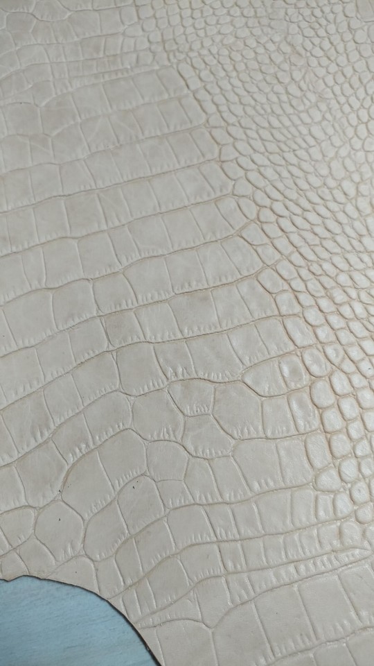 3-4oz VEG TAN CROC, ALLIGATOR LEATHER HIDE TOOLING SHEET, PANEL,SCRAP 6 ...