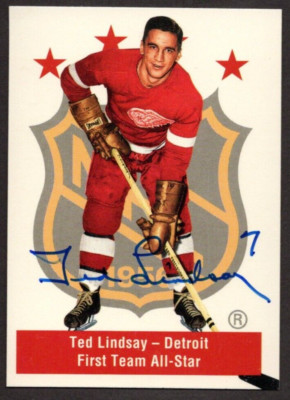 Ted Lindsay HOF '66 Autographed 1994 Parkhurst Missing Link Red Wings ...
