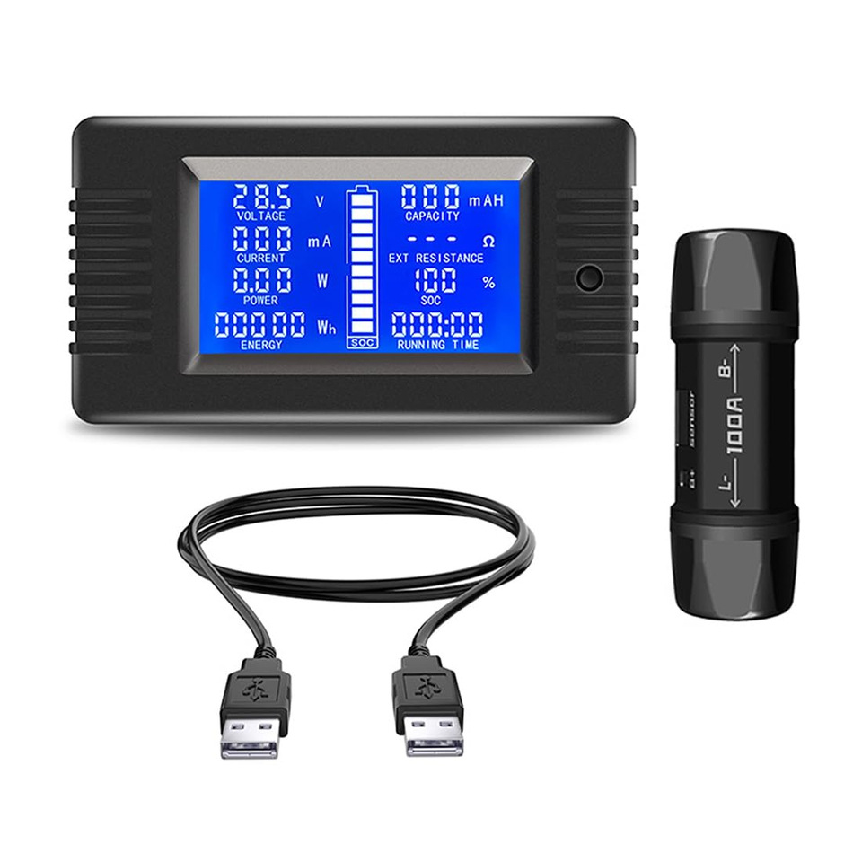 PZEM-015 Digital Ammeter Voltmeter Energy Meter DC0-200V 0-100A Battery ...