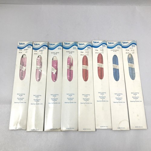 Vintage Lot Talon Zippers Assorted Colors 14" Style 20 Metal Zip Made ...