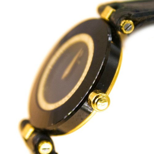 H STERN Sapphire Glass 18k Gold Womens Watch Black Leather Strap UK BHS ...