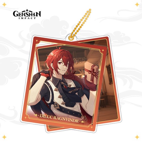 Genshin Impact Diluc Anime Fashion Transparent Card Keychain Pendant ...