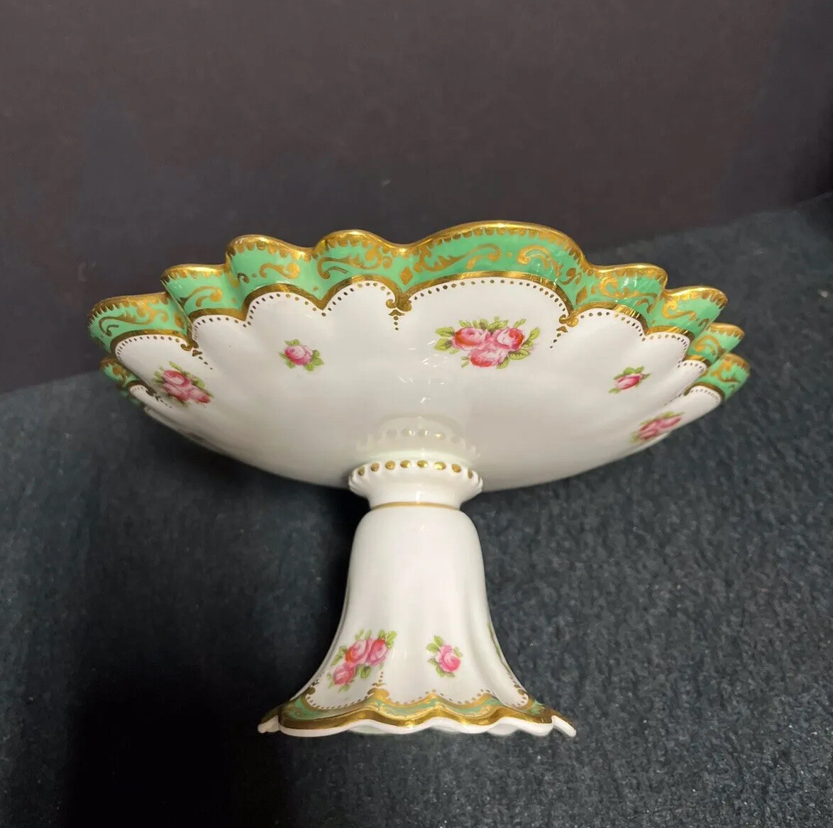 Vintage George Jones Porcelain Floral Scalloped Pedestal Cake Stand ...