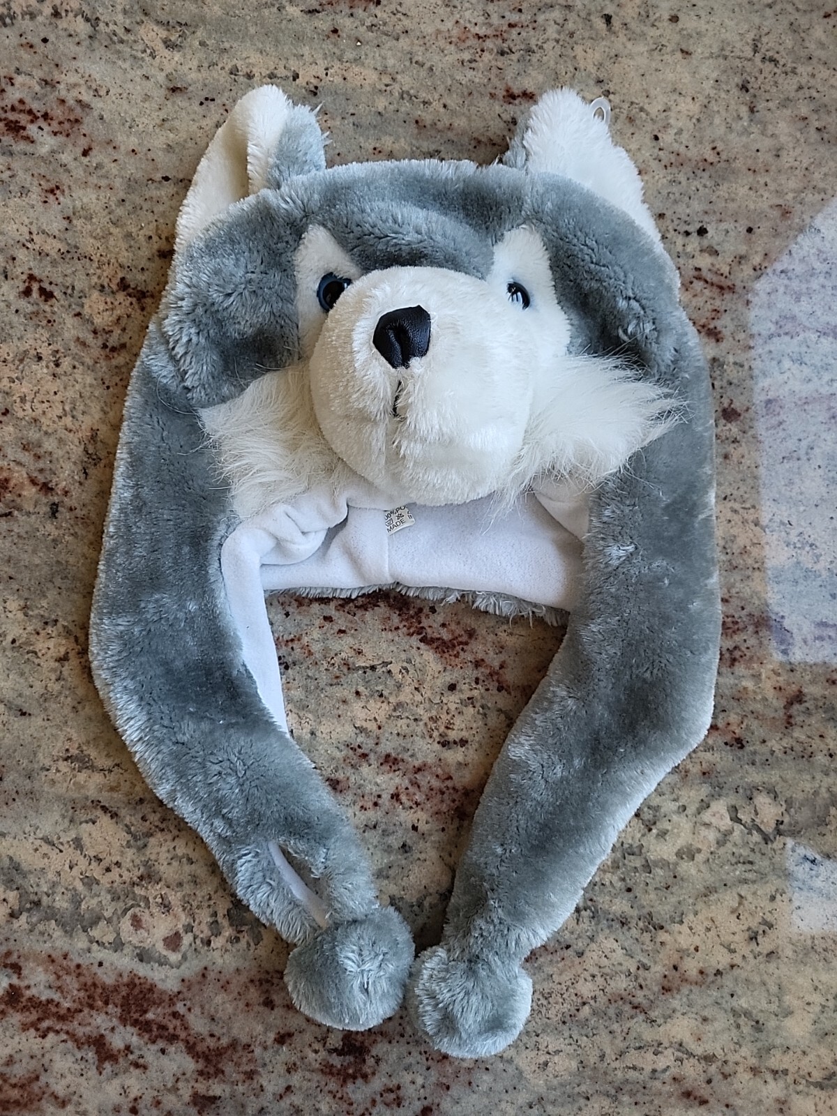 Furry Wolf Husky Hood Ear Flap Tie Face Costume Hat Cap Winter Plush ...