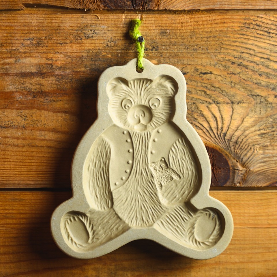 Vintage 1984 Brown Bag Cookie Art Mold TEDDY BEAR w VEST, by Hill | eBay