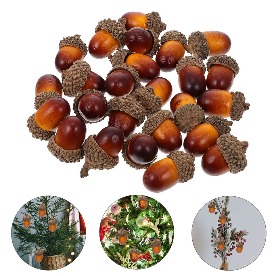 25 Pcs Foam Artificial Acorn Decorations Lifelike Simulation Acorns for ...