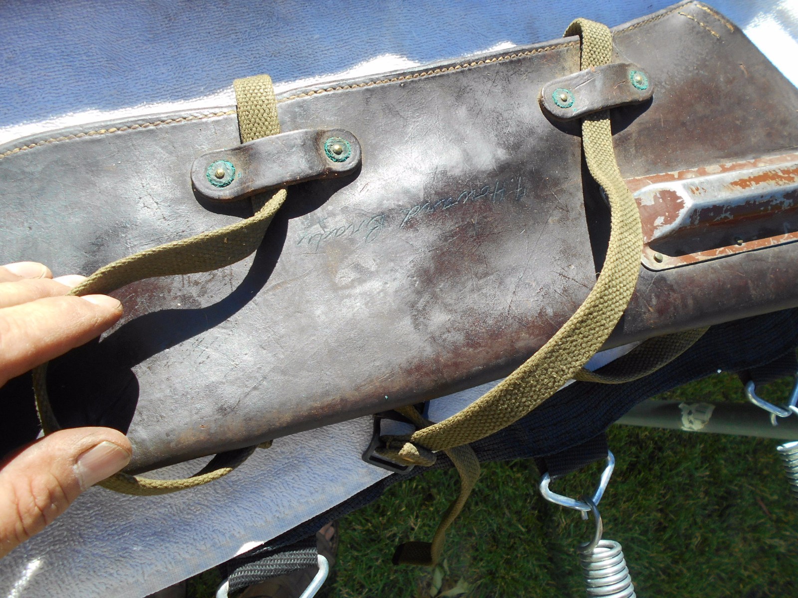 WW2 dated US M-1 garand rifle leather motorcycle scabbard M-3 halftrack ...