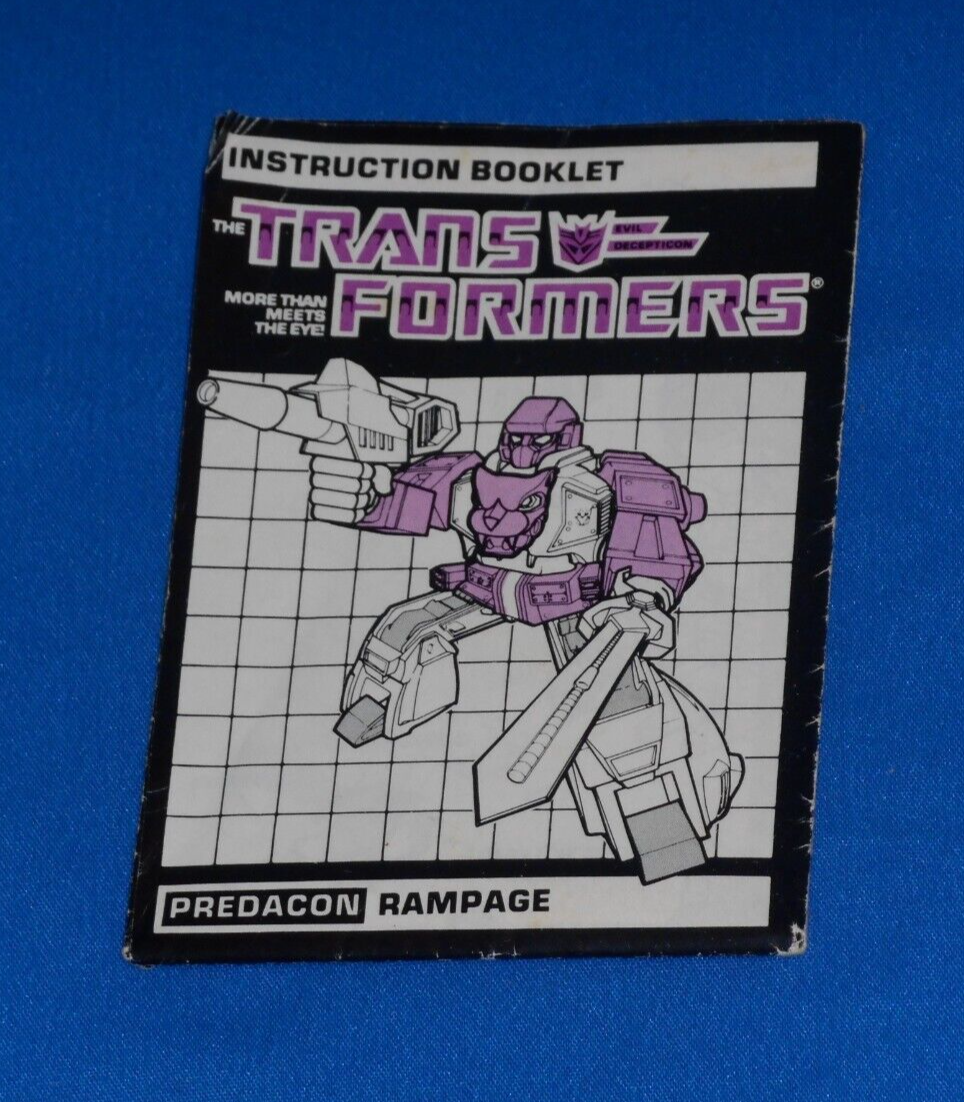 original G1 Transformers predacon RAMPAGE INSTRUCTION BOOKLET manual ...