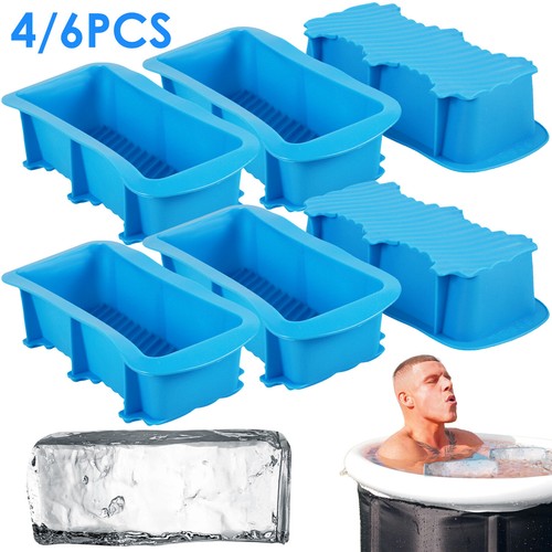 4/6Pcs Extra Large Ice Mold Silicone Ice Cube Block Mold with Non-Slip ...