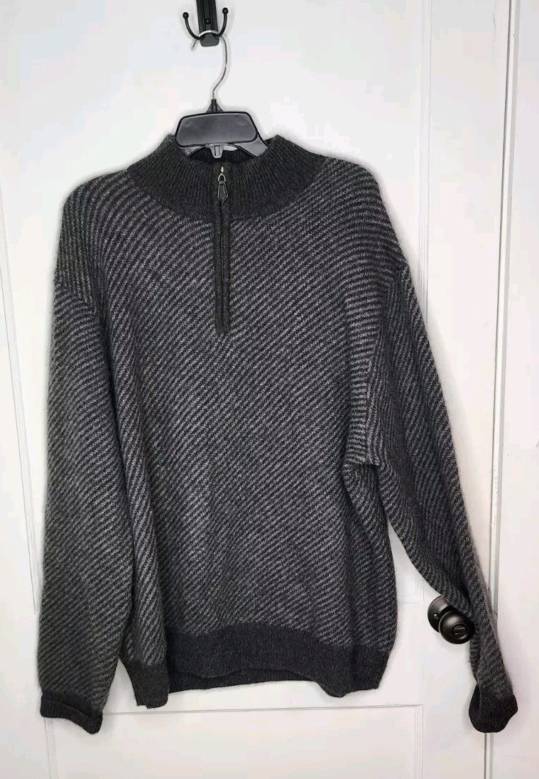 Men's XXL GRAYSON & DUNN 1/4 Zip 100% Cashmere Stripe… - Gem