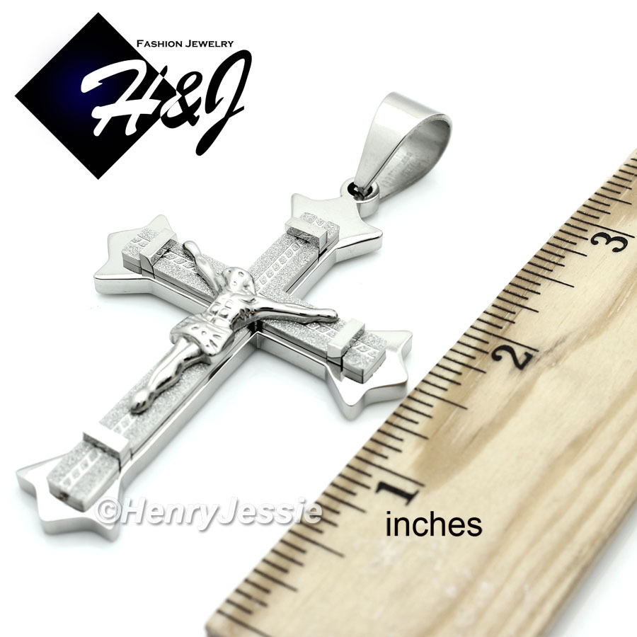 24"MEN Stainless Steel 9mm Silver Cuban Curb Chain Necklace Cross ...