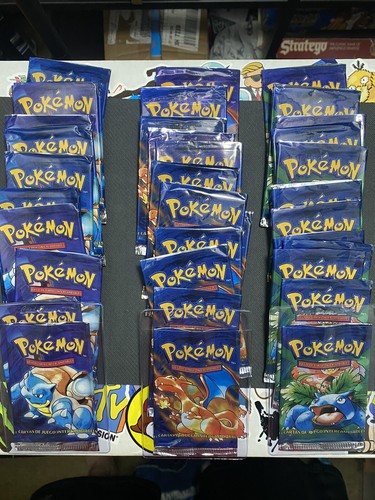 🔥💧🍃 (3) Spanish Base Set Pokémon Packs (EMPTY) W/ CASES - NO CARDS 🍃💧🔥 ...