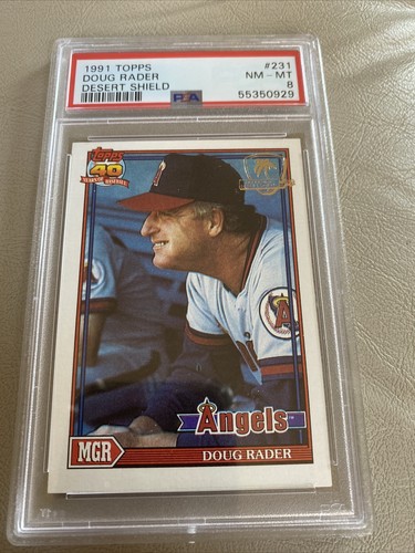 1991 Topps Desert Shield #231 Doug Rader PSA 8 California Angels ...