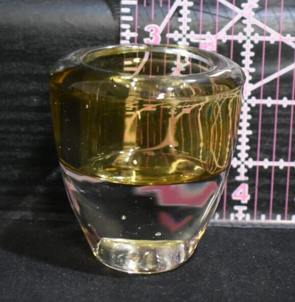 Set of 6 - Crate & Barrel - Amber Glass Two Way Taper / Votive Candle ...