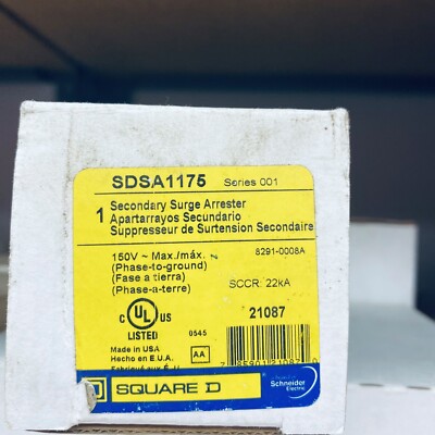 SQUARE D SDSA1175 SECONDARY SURGE ARRESTER NEW IN BOX READY TO SHIP ...