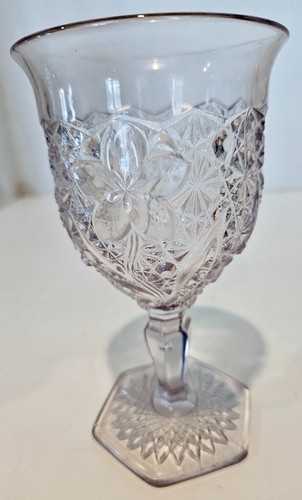 Indiana Glass Clear Daisy & Button w/ Narcissus EAPG Stemmed Water ...