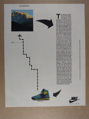 1990 Nike Baltoro High Hiking Boots Mt Washington photo vintage print ...