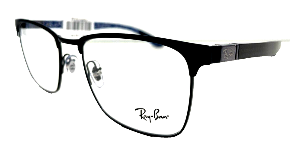 Ray-Ban RB8421 2904 Black Carbon Fiber Square Eyeglasses Frames 54-19 ...