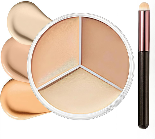 Tri-Color Pot Concealer Palette Cream, Face Contour Color Corrector ...